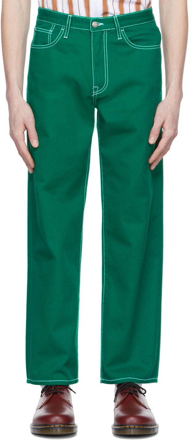 Noah Green Contrast Stitch Jeans Noah NYC
