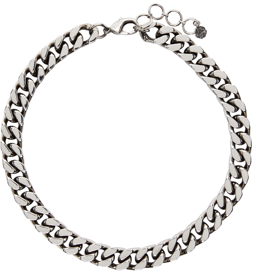 Alexander McQueen Silver Curb Chain Choker Necklace Alexander McQueen