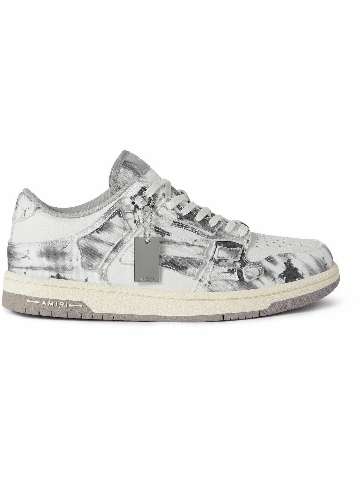 AMIRI - Skeleton Leather-Trimmed Tie-Dyed Canvas Sneakers - Gray Amiri