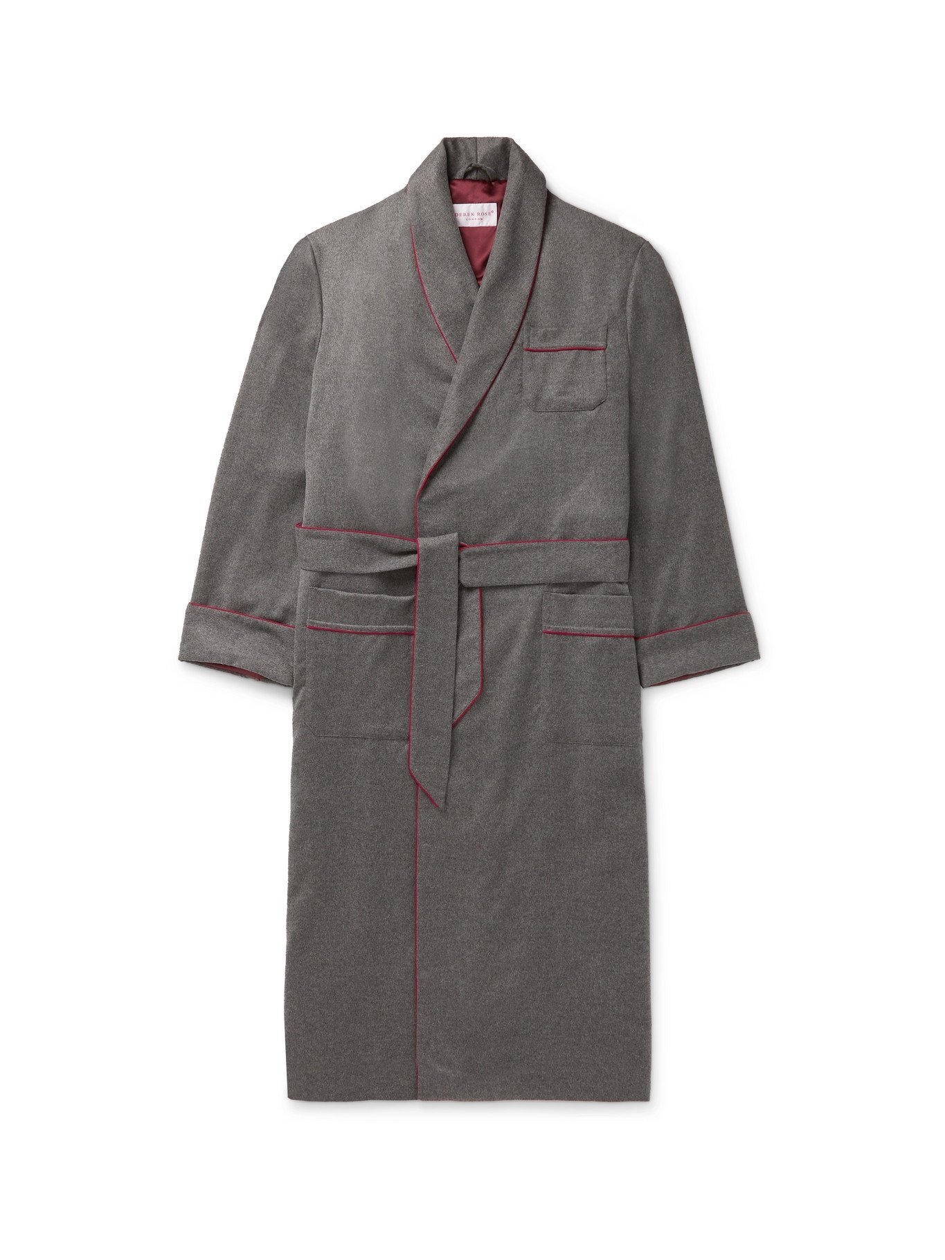 DEREK ROSE - Duke Piped Cashmere Robe - Gray Derek Rose