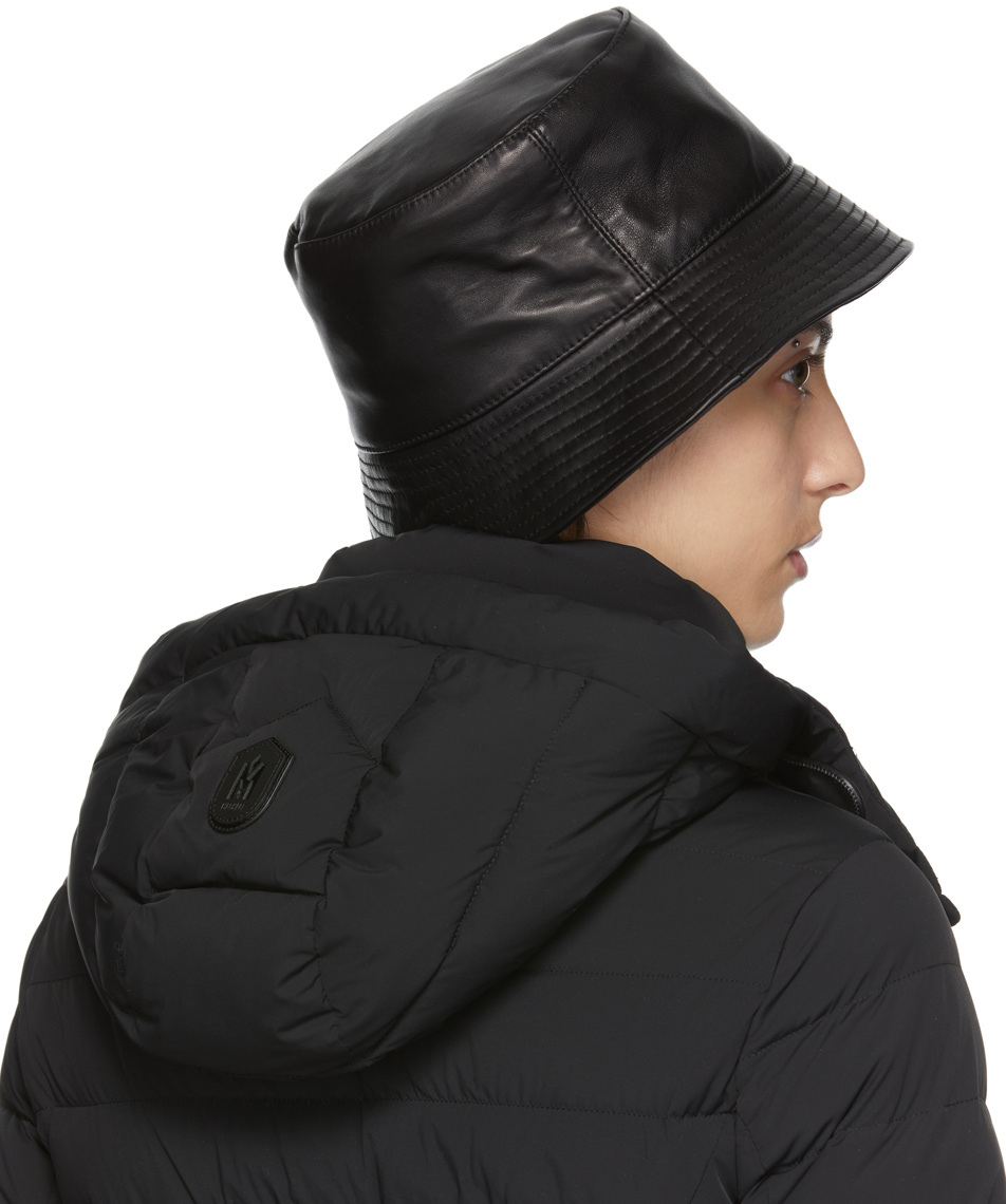 Mackage Black Bennet Leather Bucket Hat Mackage