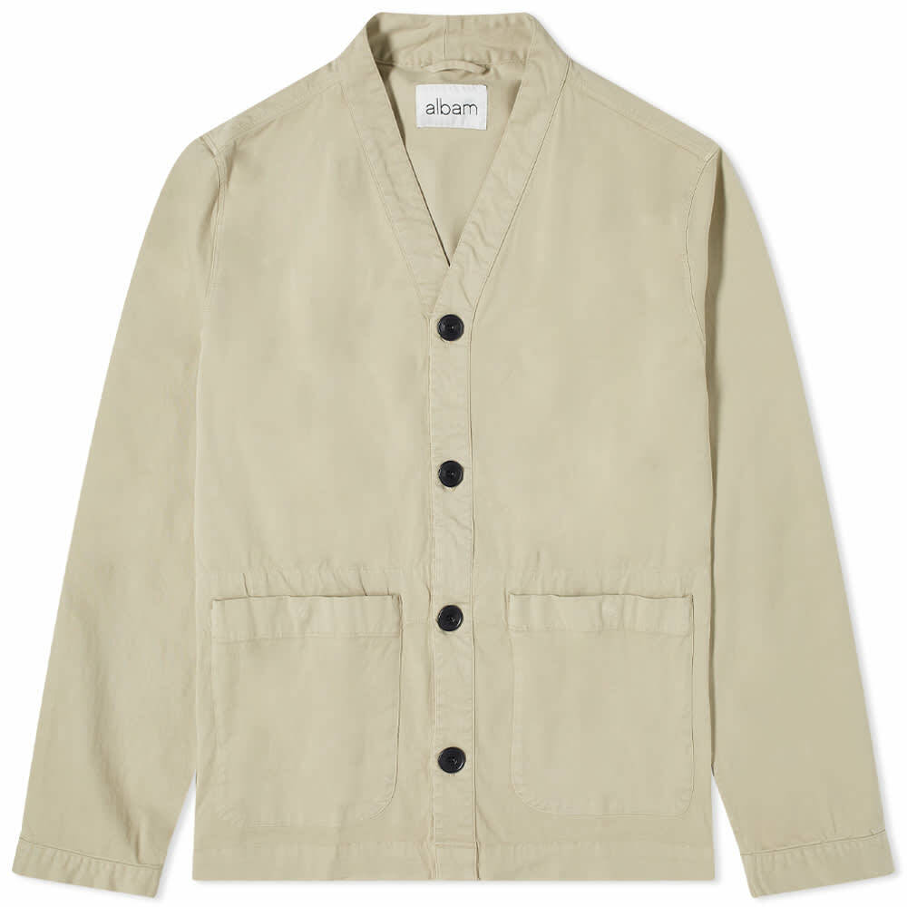 Albam Men's Collarless Twill Work Jacket in Eucalyptus Albam