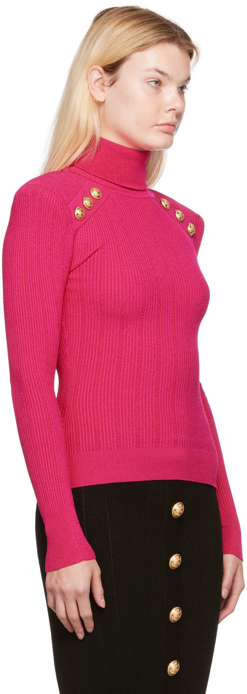Balmain Pink Button Turtleneck Balmain