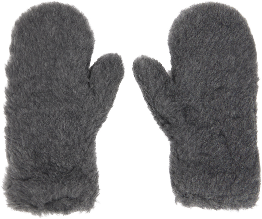 Max Mara Gray Detachable Mittens Max Mara