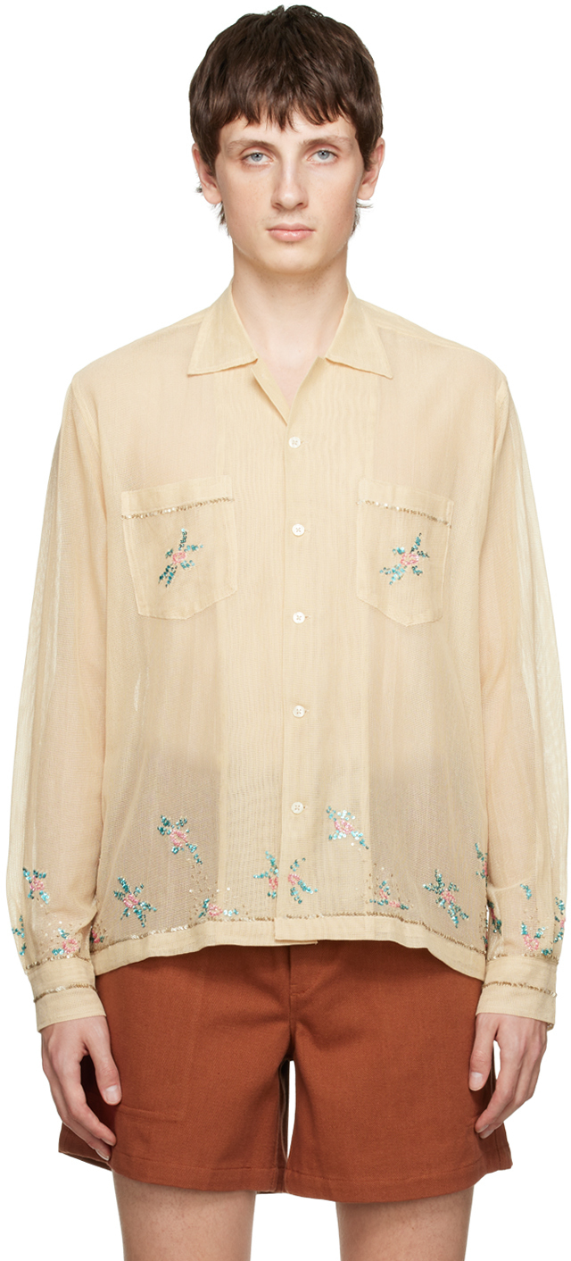 Bode Beige Sequined Shirt Bode