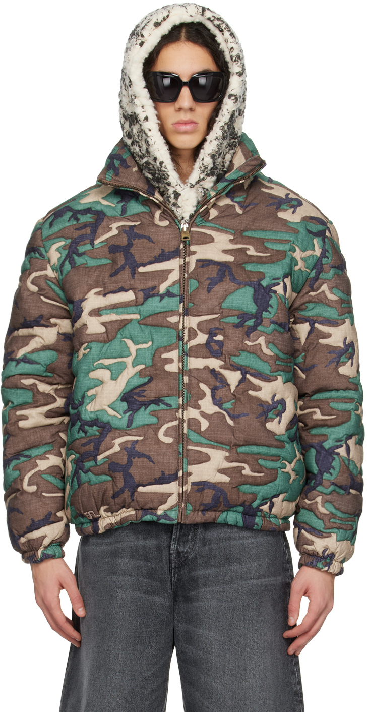 ERL Green Camouflage Down Jacket ERL