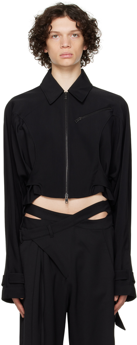 Mugler Black Fluid Bomber Jacket Mugler