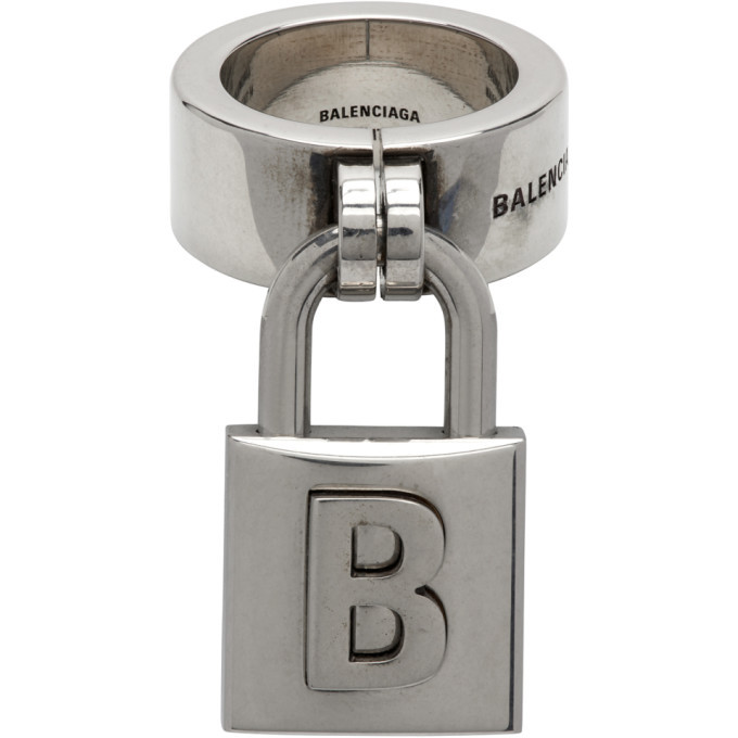 Balenciaga Silver Lock Ring Balenciaga