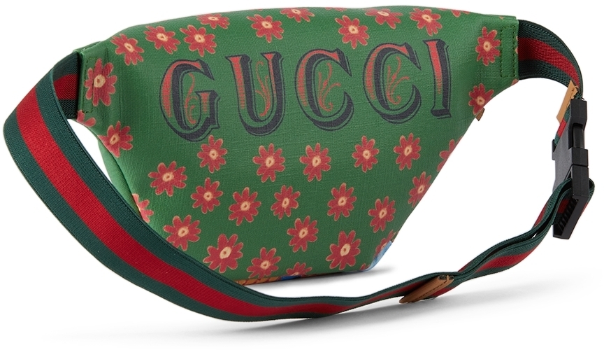Gucci Kids Green Cat Print Belt Bag Gucci