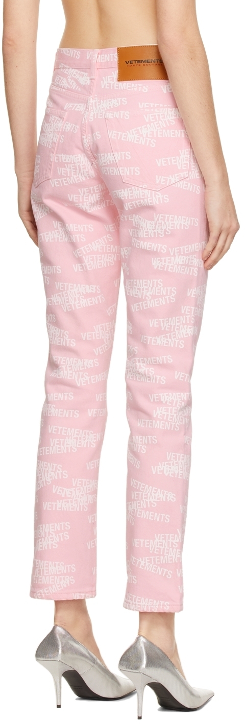 VETEMENTS Pink Stamped Logo Magic Fit Jeans Vetements