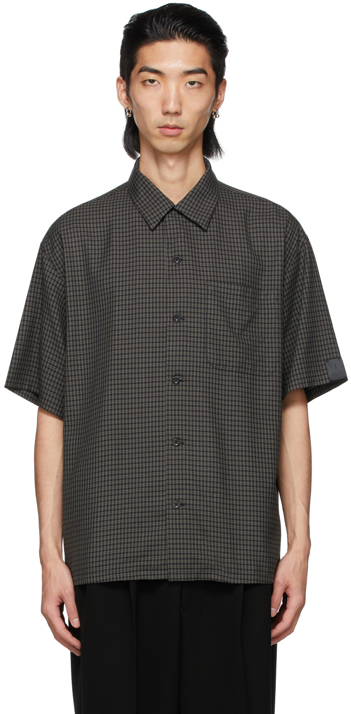 N.Hoolywood Black Check Short Sleeve Shirt N.Hoolywood