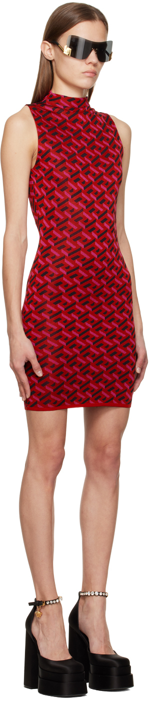 Versace Red La Greca Mini Dress Versace