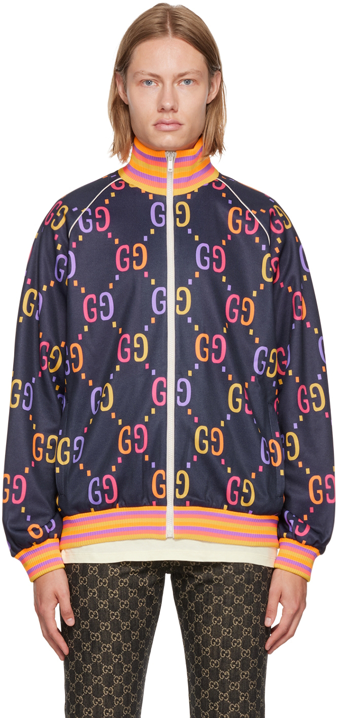 Gucci Navy Jumbo GG Jacket Gucci