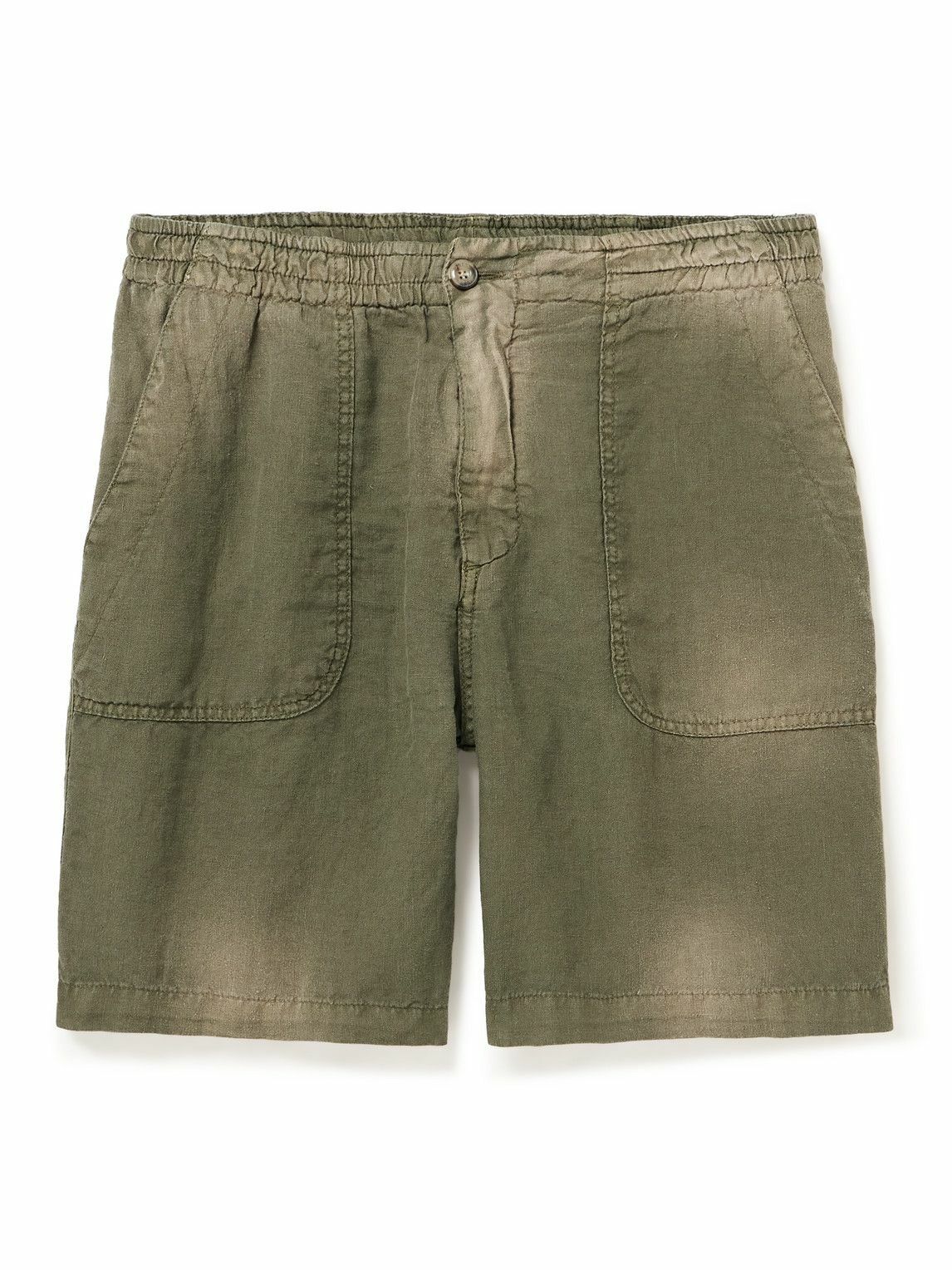 Altea - Fatigue Straight-Leg Linen Bermuda Shorts - Green Altea