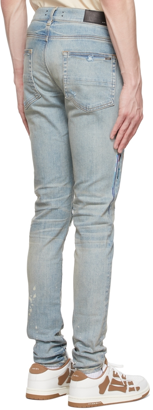 AMIRI Blue Paint Drip Core Logo Jeans Amiri