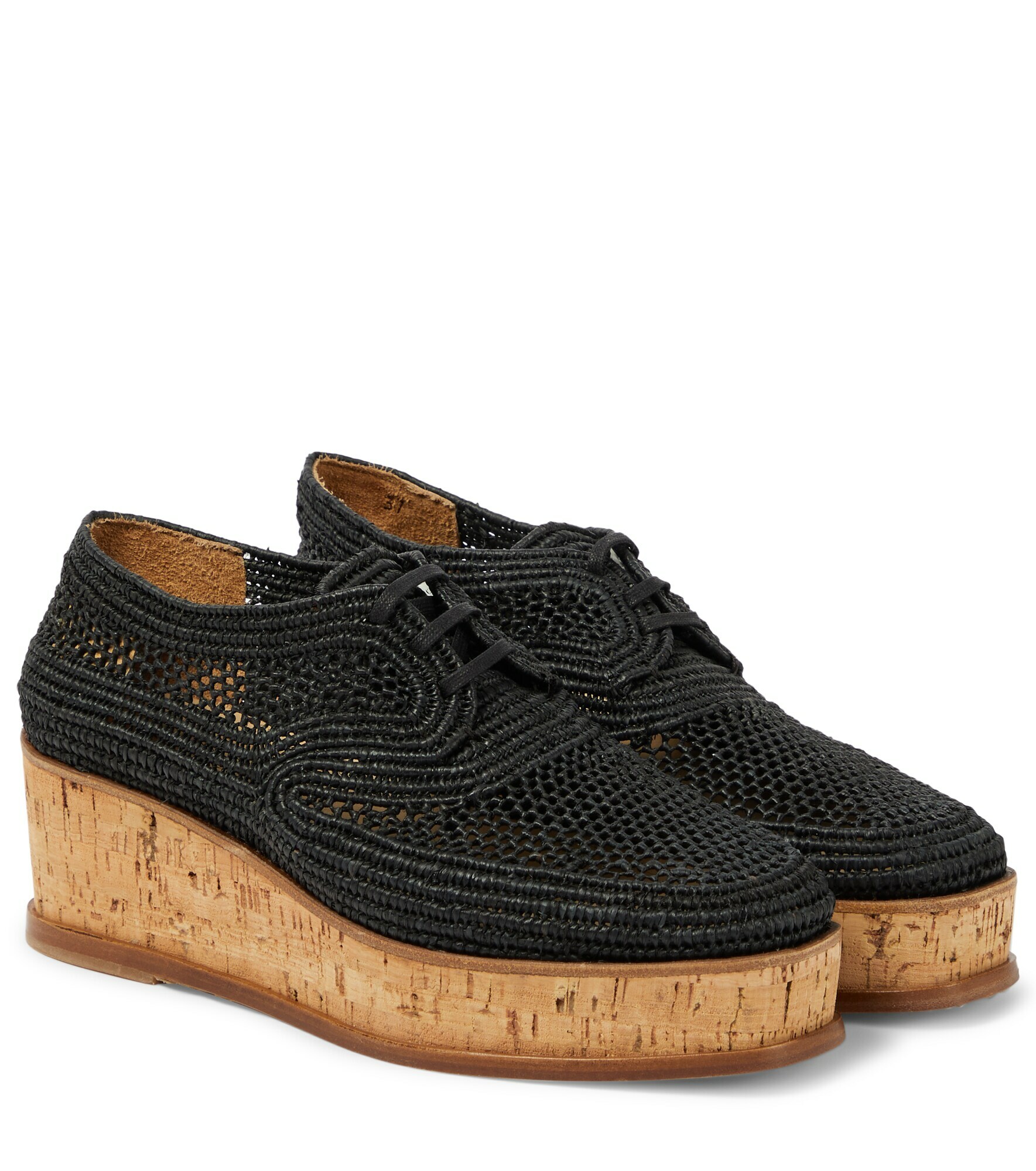 Gabriela Hearst - x Clergerie Louis raffia-trimmed platform Derby shoes ...