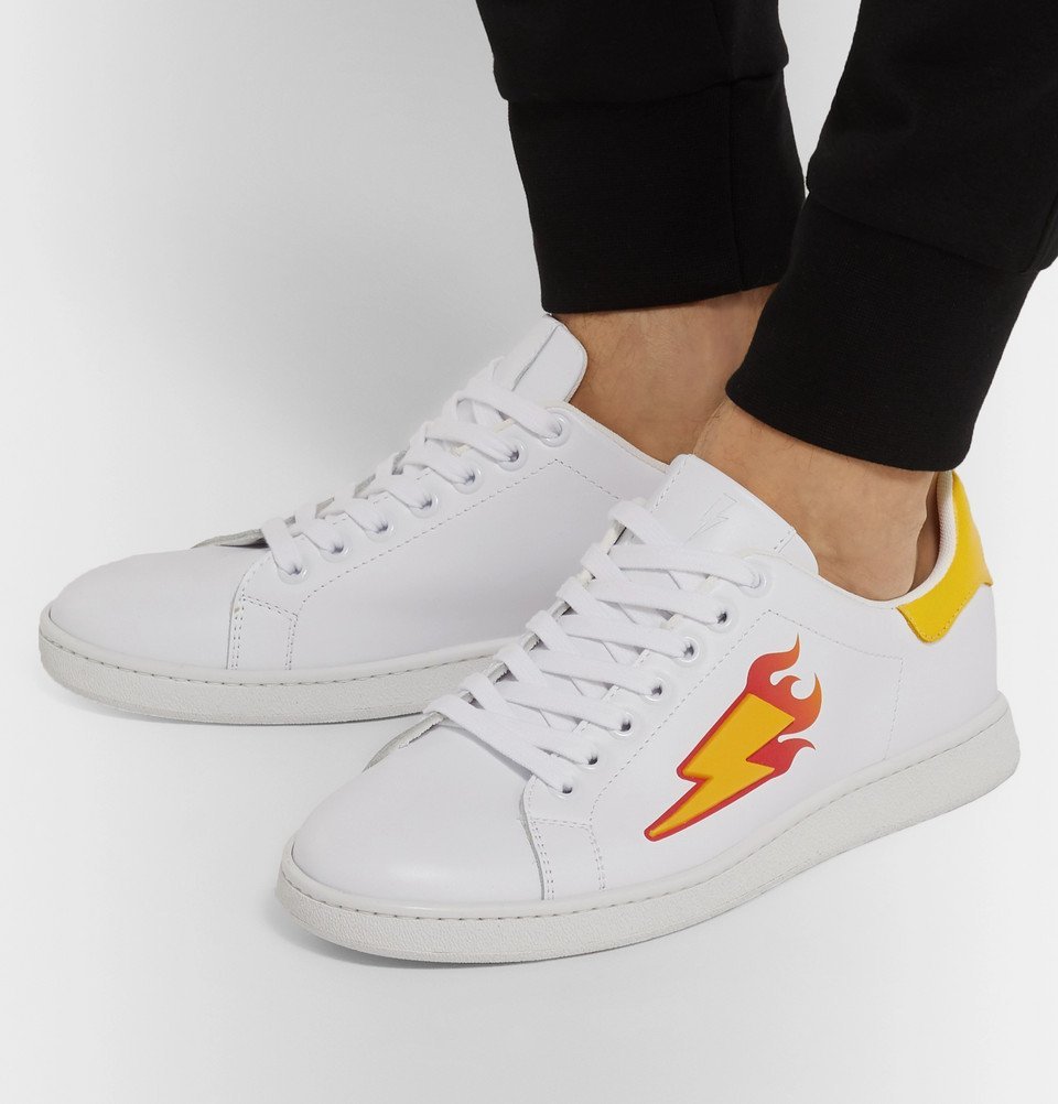 Neil Barrett - Rubber-Trimmed Leather Sneakers - White Neil Barrett