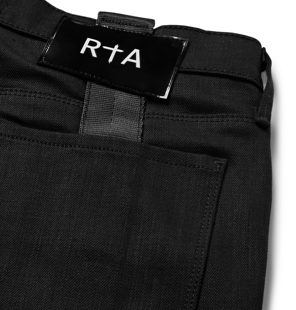 RtA - Skinny-Fit Webbing-Trimmed Denim Jeans - Black RtA