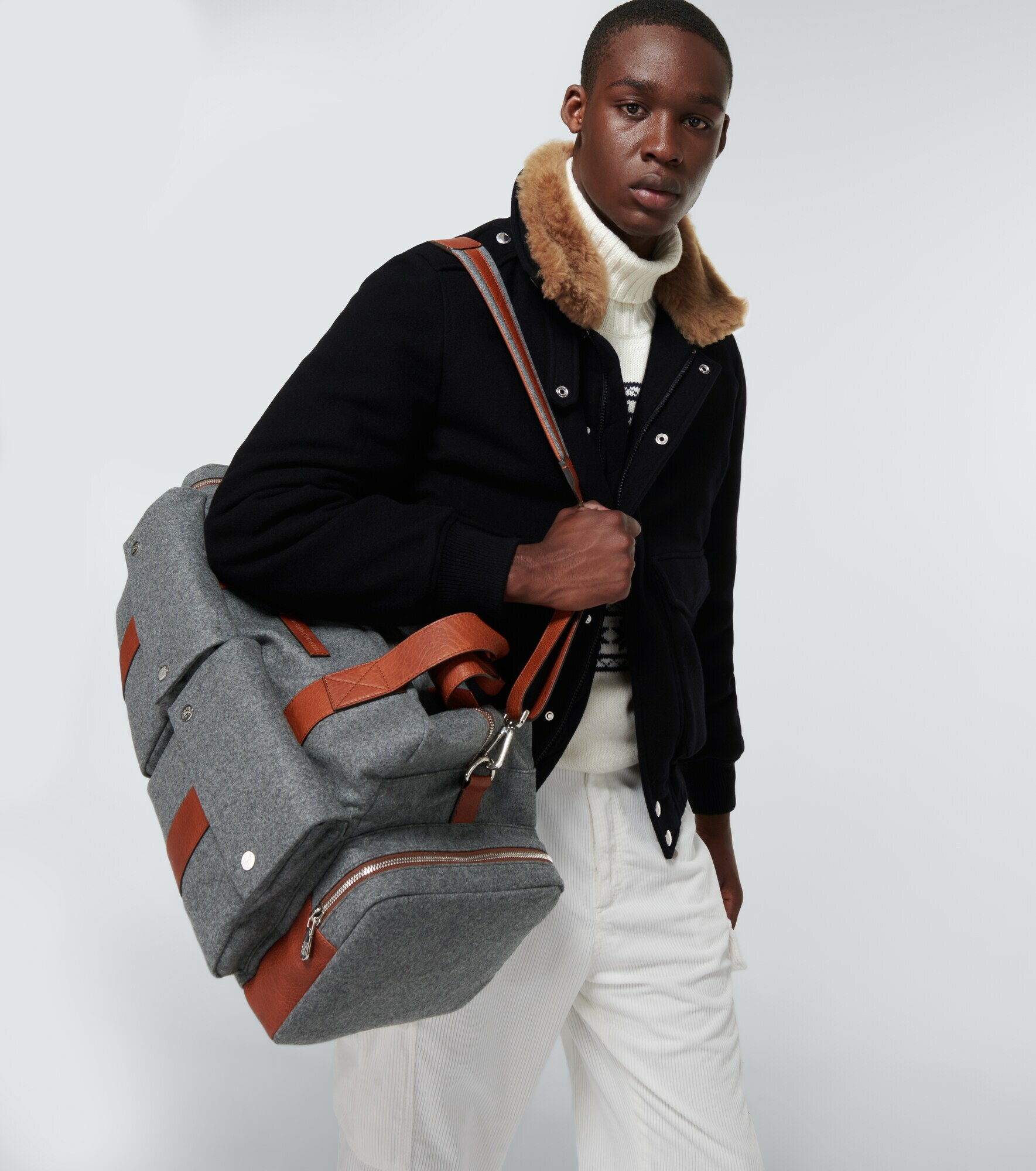 Brunello Cucinelli - Shearling-trimmed cashmere jacket Brunello Cucinelli