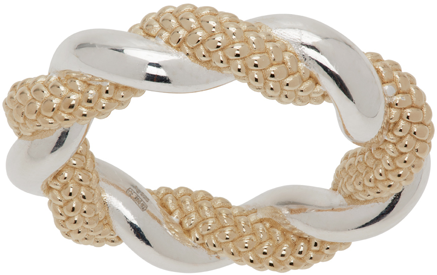 Bottega Veneta Gold & Silver Twist Ring Bottega Veneta