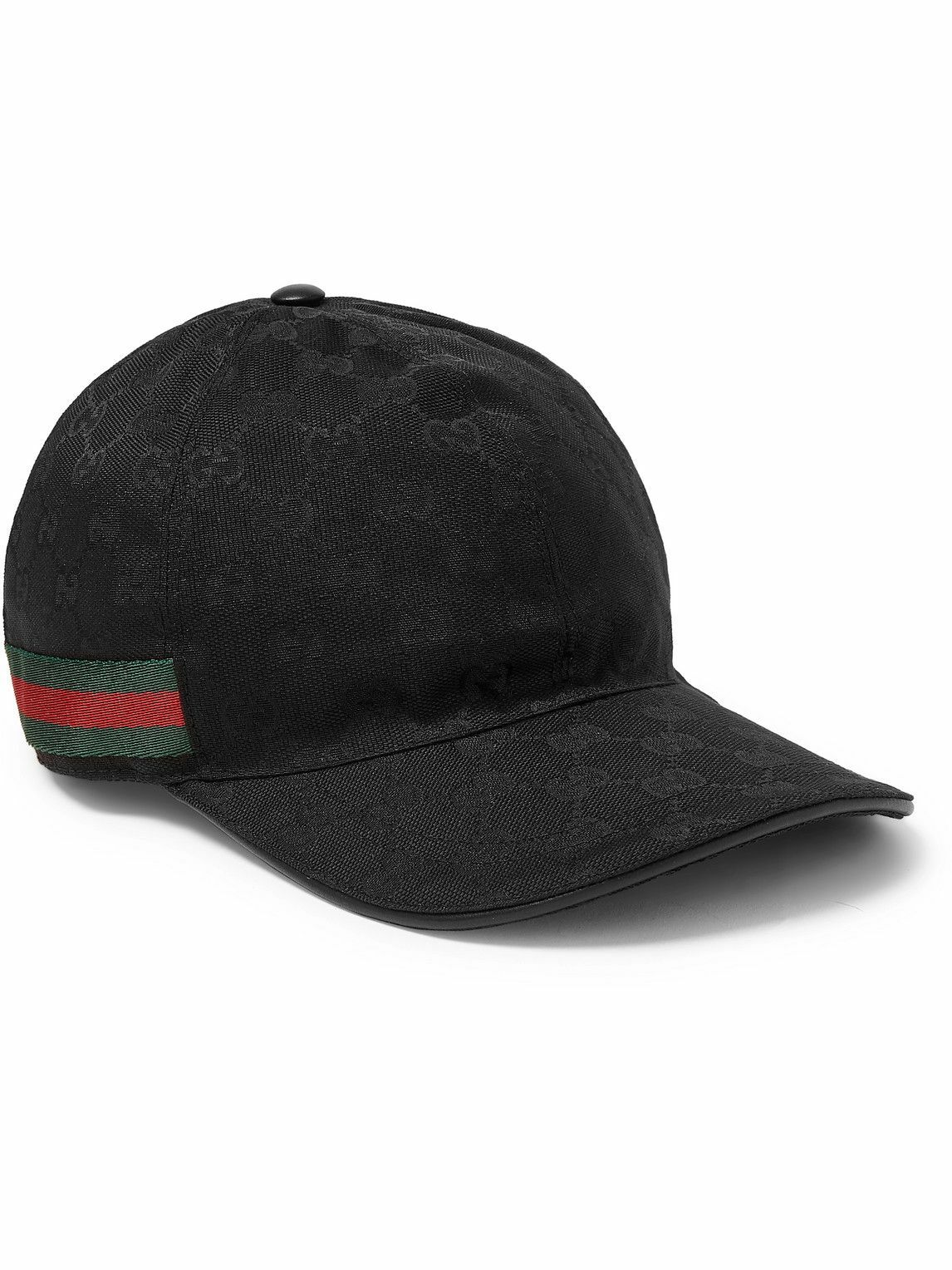 GUCCI - Webbing-Trimmed Monogrammed Canvas Baseball Cap - Black Gucci