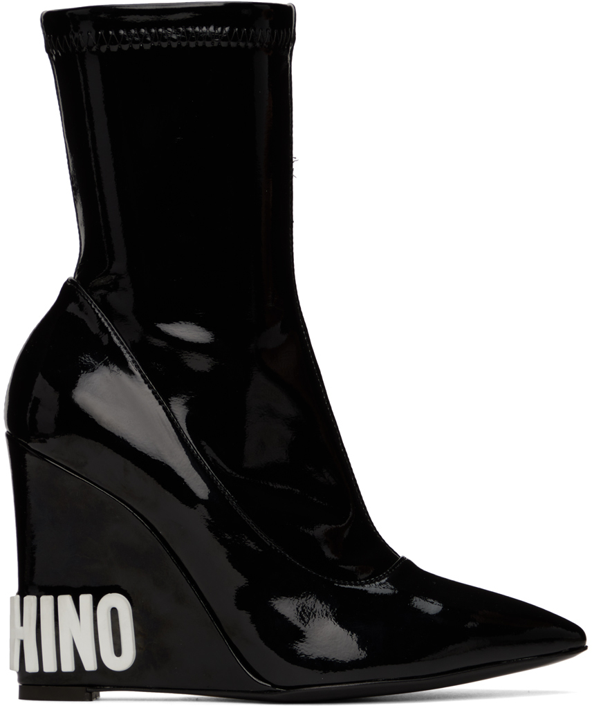 Moschino Black Wedge Ankle Boots Moschino