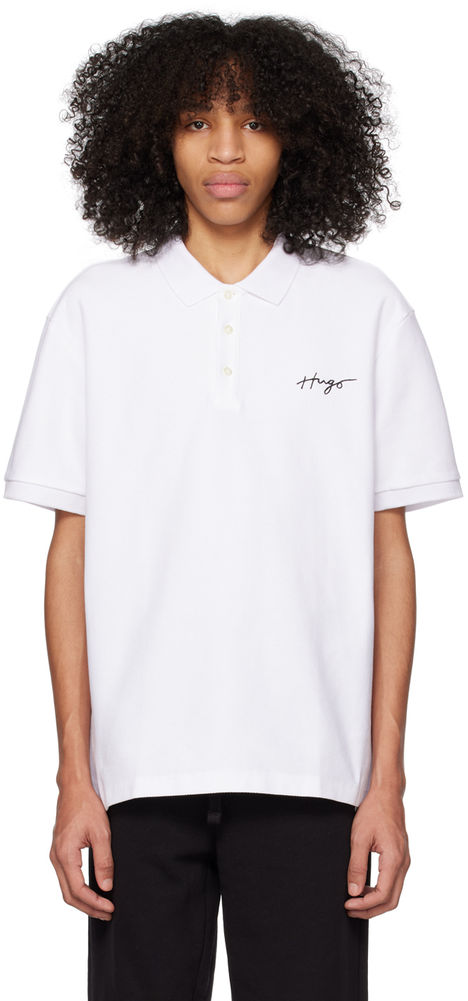 Hugo White Three-Button Polo Hugo Boss