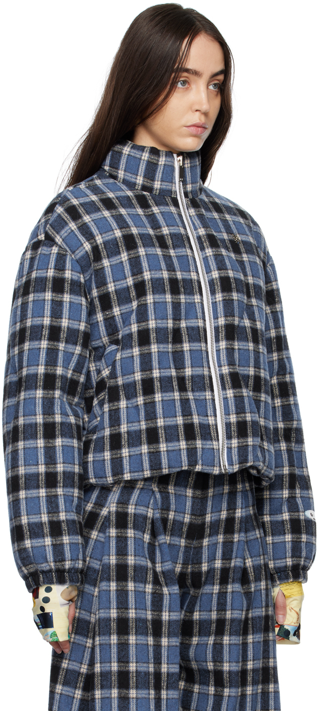 Kijun Blue Check Flow Down Jacket Kijun