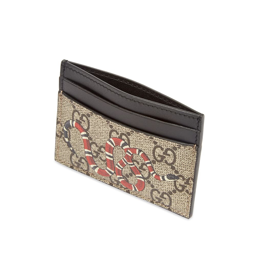 Gucci Men's GG Supreme Snake Card Holder in Beige Gucci