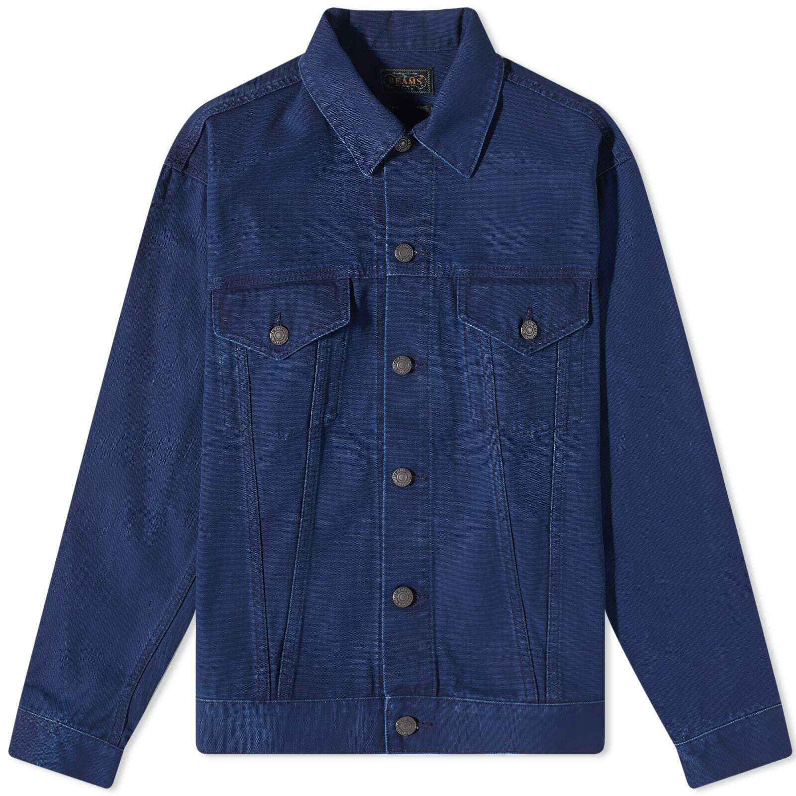 Beams Plus Men's Twill Trucker Jacket in Indigo Beams Plus