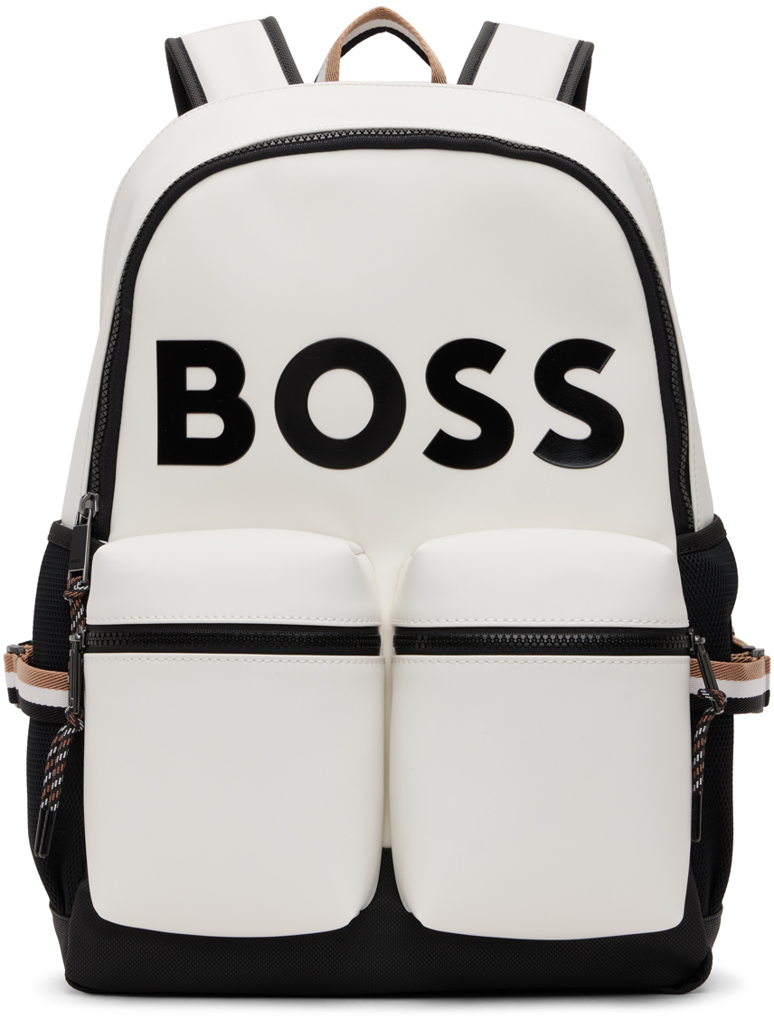 BOSS White Two-Tone Backpack BOSS
