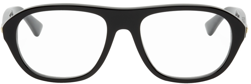 Bottega Veneta Black Rectangular Shiny Glasses Bottega Veneta