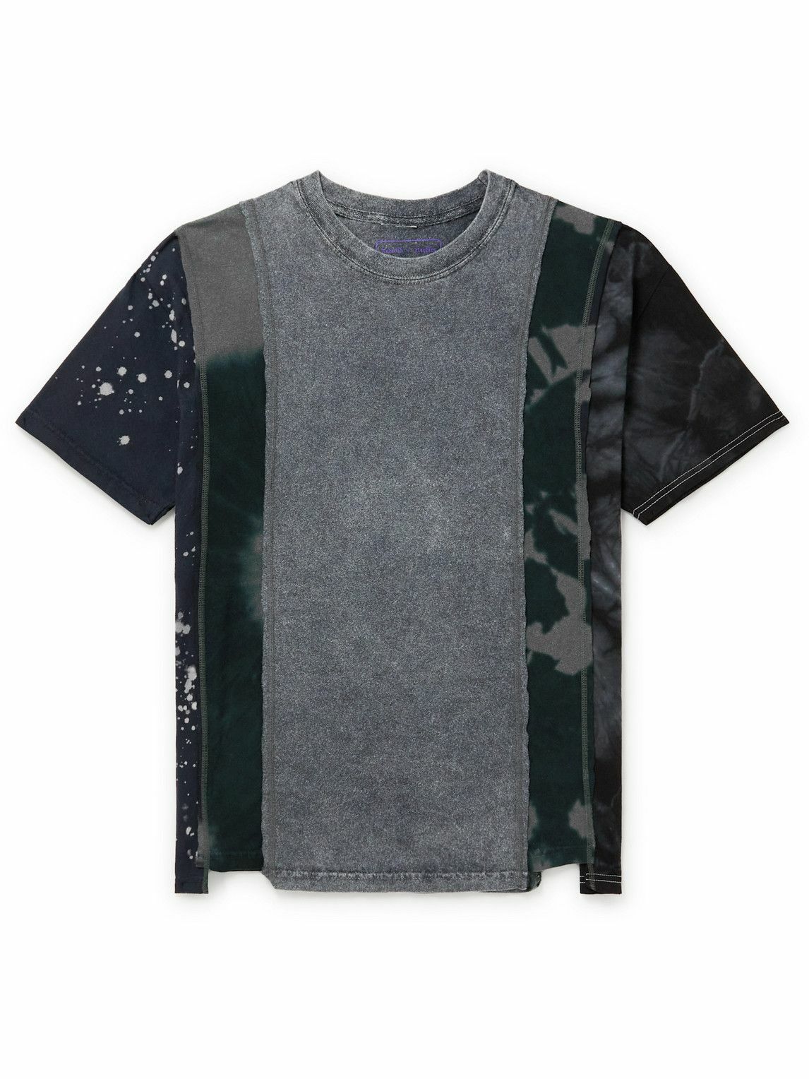 Needles - Asymmetric Patchwork Tie-Dyed Cotton-Jersey T-Shirt - Gray ...