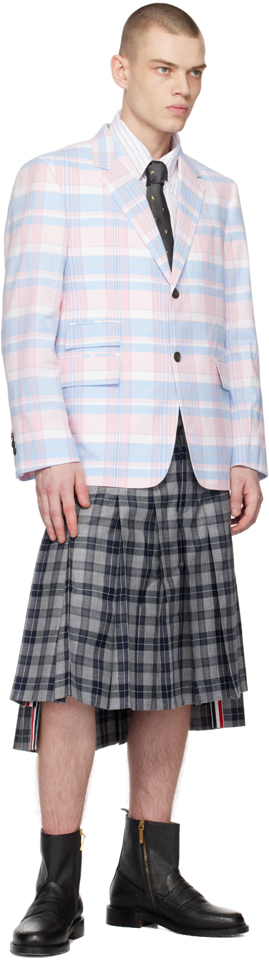 Thom Browne Pink & Blue Check Blazer Thom Browne