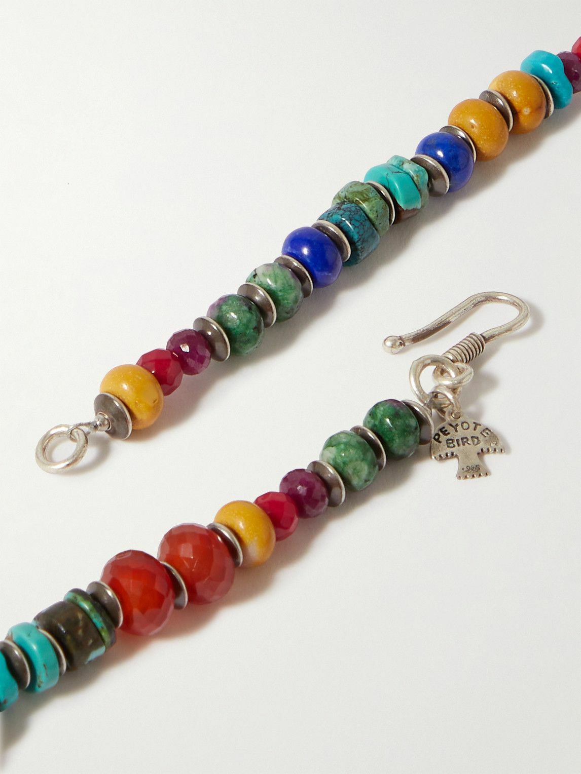 Peyote Bird - Bedouin Silver and Leather Multi-Stone Beaded Necklace ...