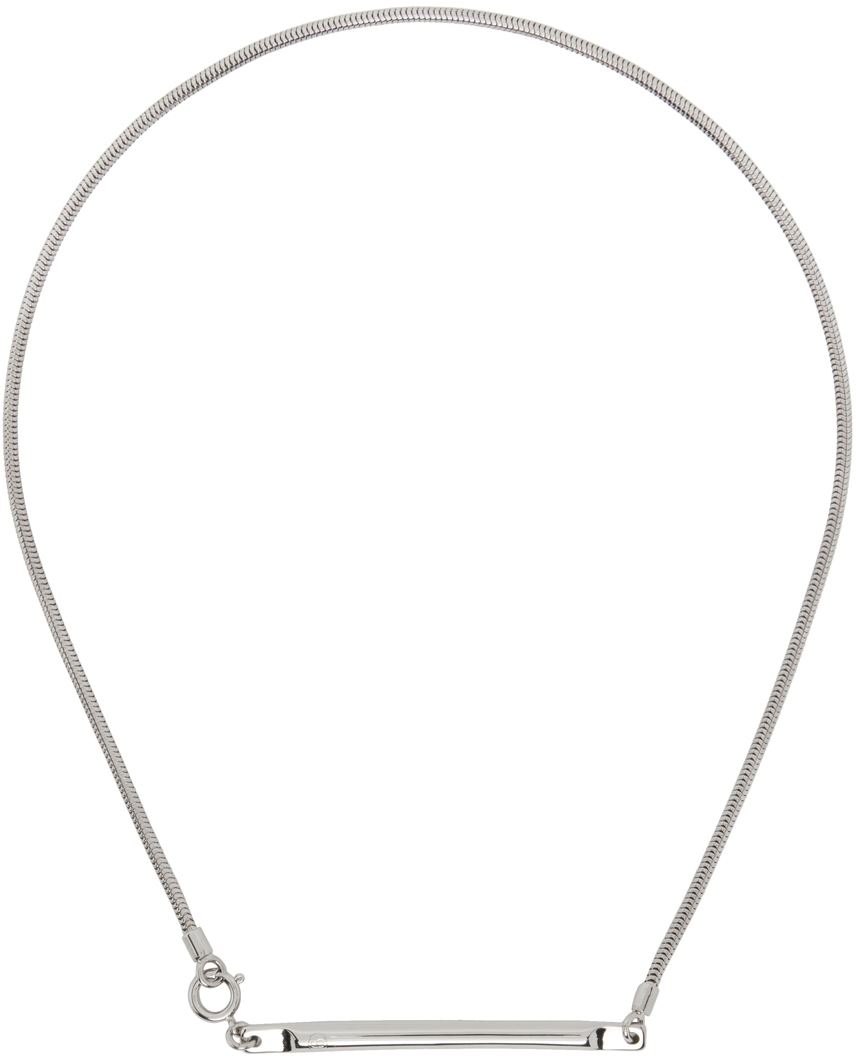 MM6 Maison Margiela Silver Bar & Chain Necklace MM6 Maison Margiela