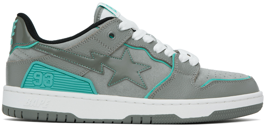 BAPE Gray & Blue Sk8 Sta #2 Sneakers A Bathing Ape