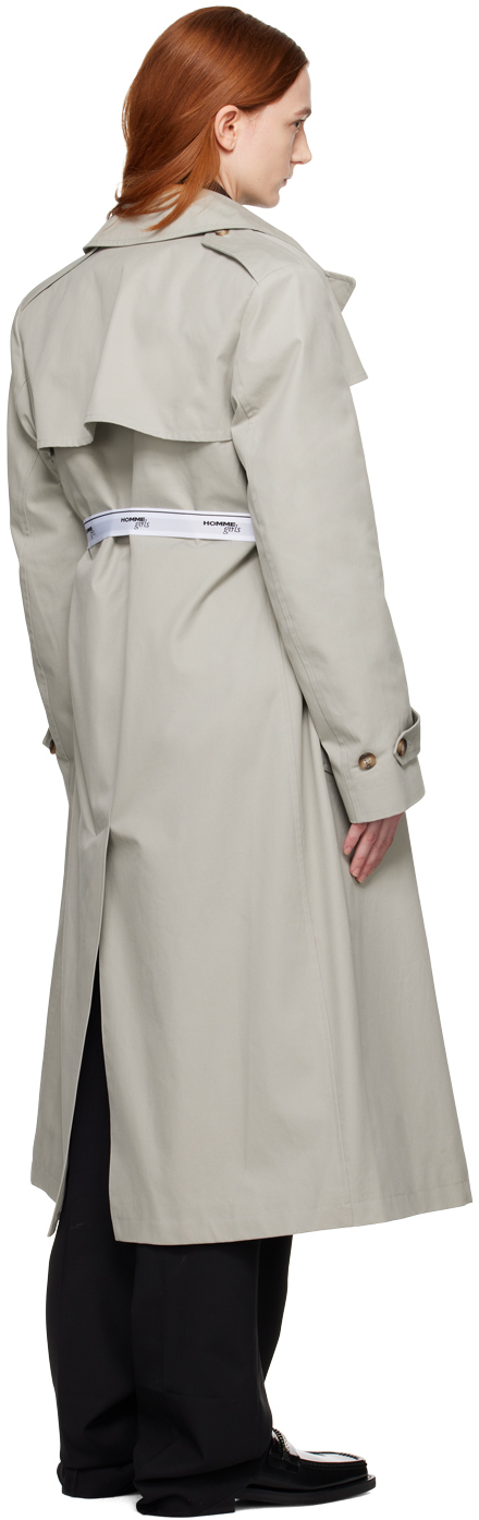HommeGirls SSENSE Work Capsule – Gray Double-Breasted Trench Coat Hommegirls