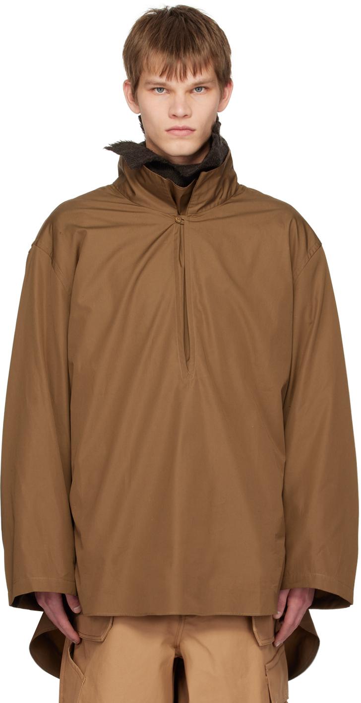 Hed Mayner Brown Extended Collar Shirt Hed Mayner