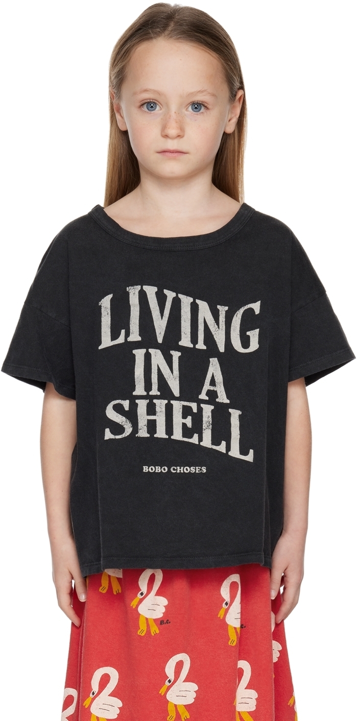Bobo Choses Kids Gray 'Living In A Shell' T-Shirt Bobo Choses