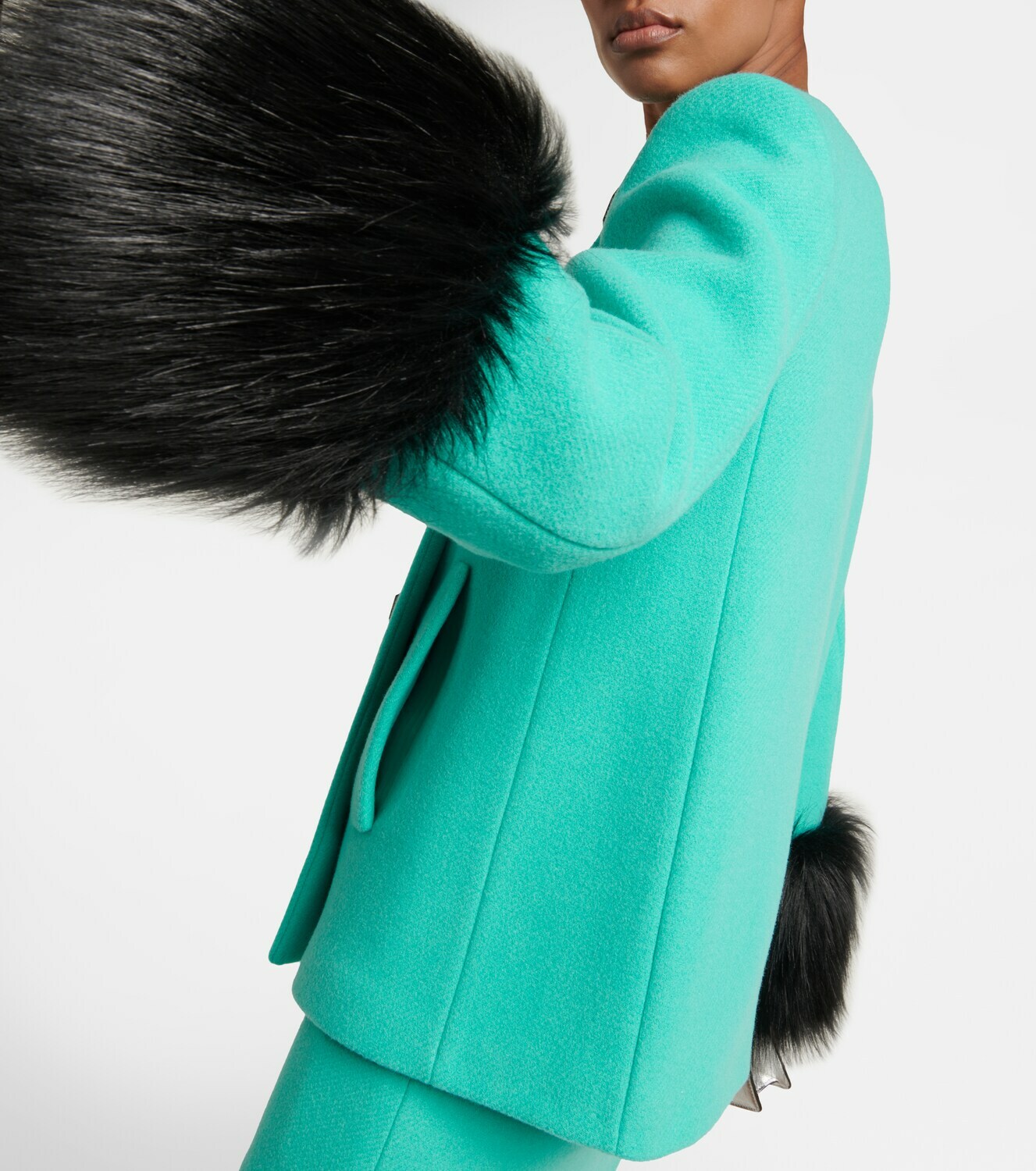 Gucci - Faux fur-trimmed wool-blend jacket Gucci