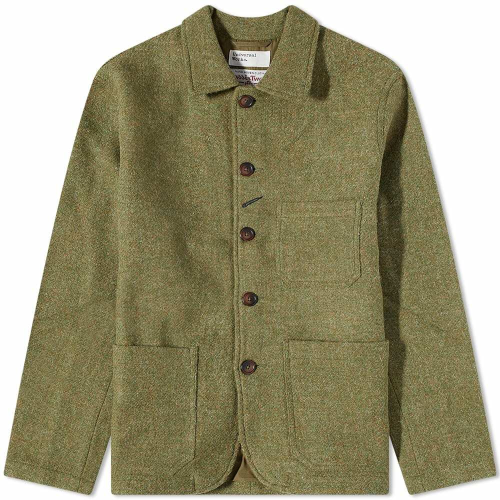 Universal Works Men's Harris Tweed Bakers Chore Jacket in Olive ...