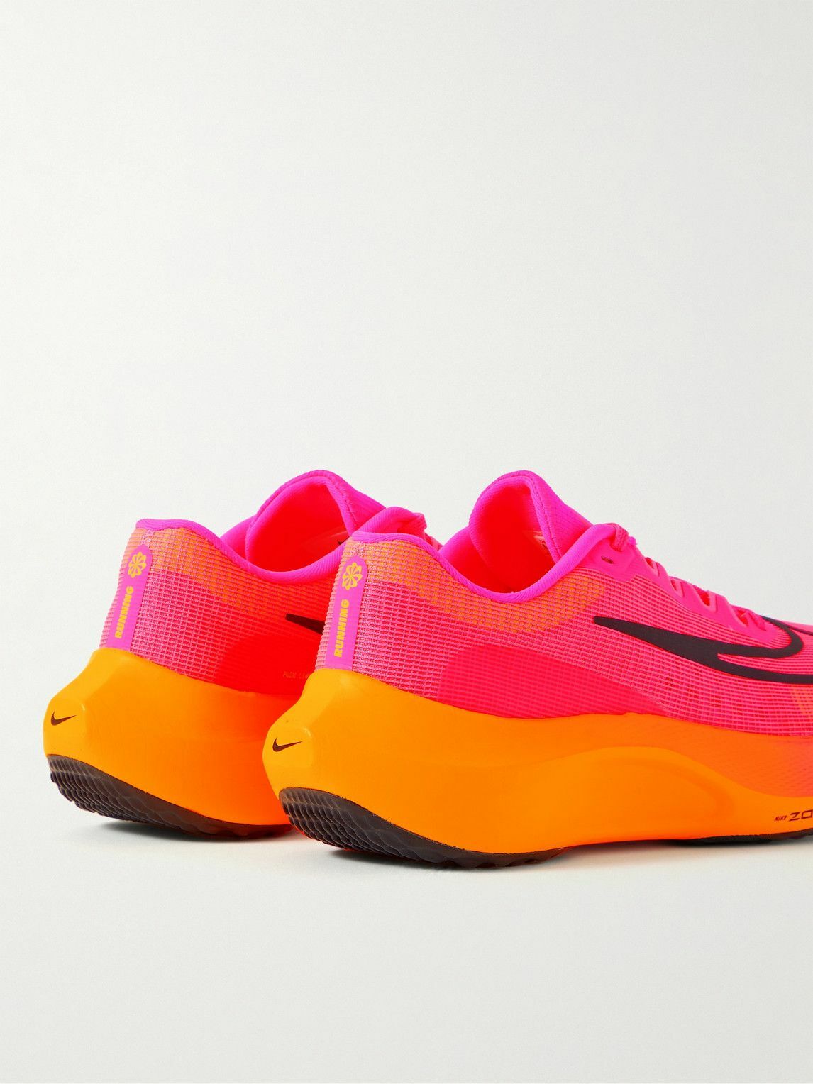 Nike Running - Zoom Fly 5 Rubber-Trimmed Neon Mesh Sneakers - Pink Nike ...