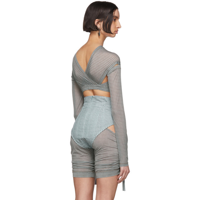 Charlotte Knowles Ssense Exclusive Blue Check Anti Cross Over Blouse