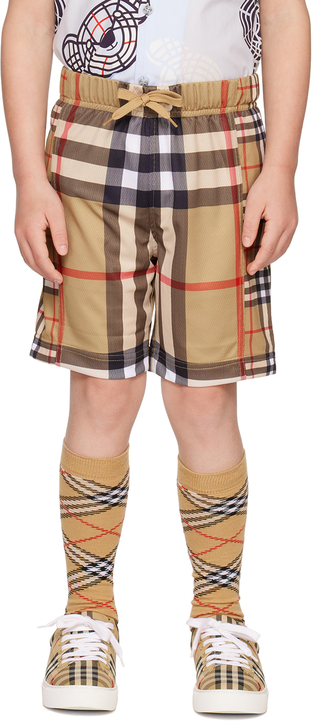 Burberry Kids Beige Contrast Check Shorts Burberry