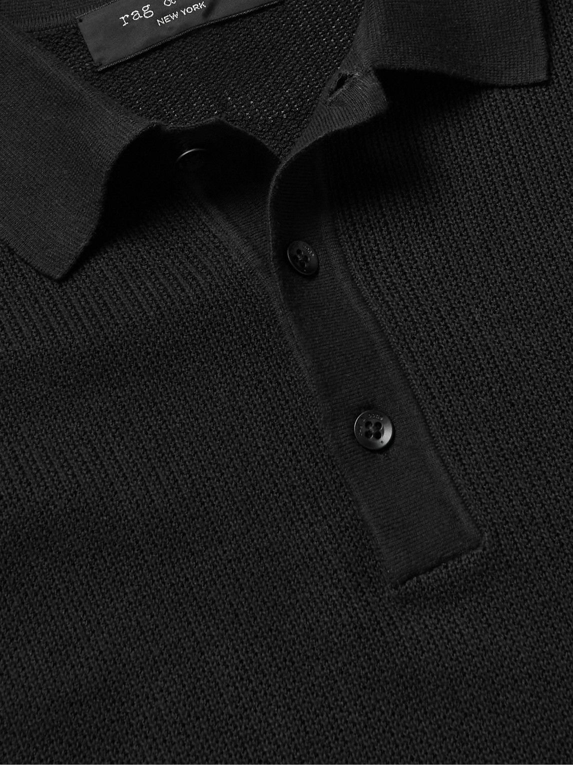 Rag & Bone - Harvey Cotton-Blend Polo Shirt - Black Rag and Bone