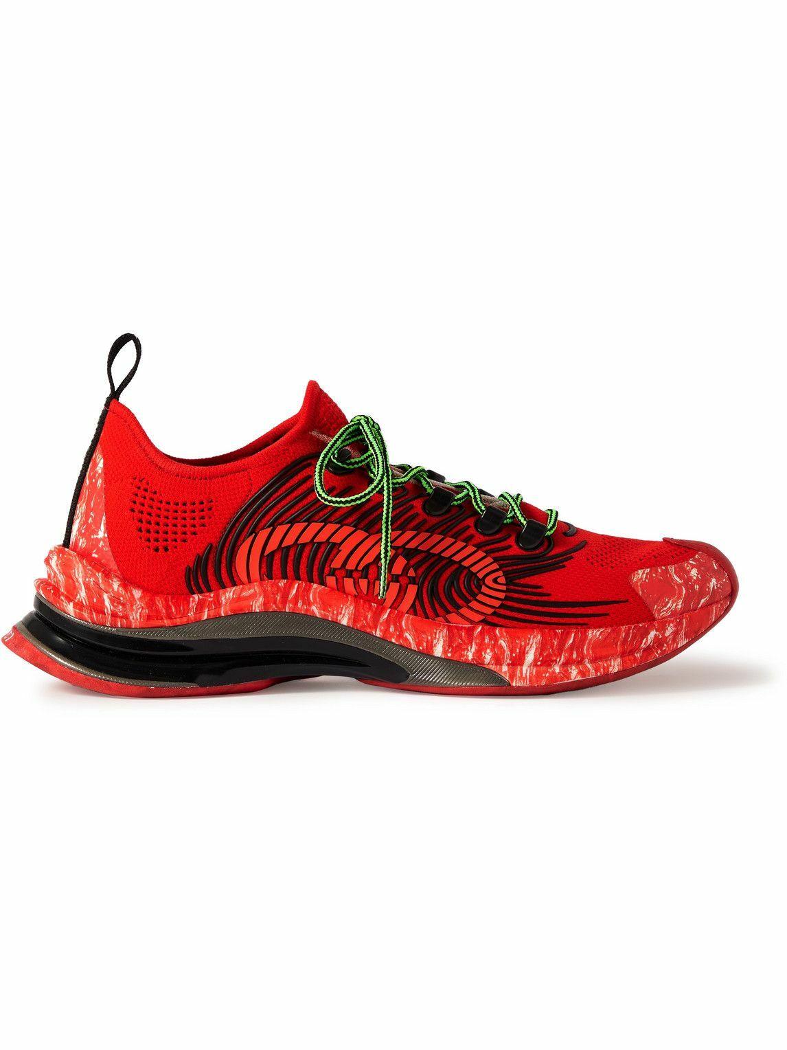 GUCCI - Run Rubber-Trimmed Mesh Sneakers - Red Gucci