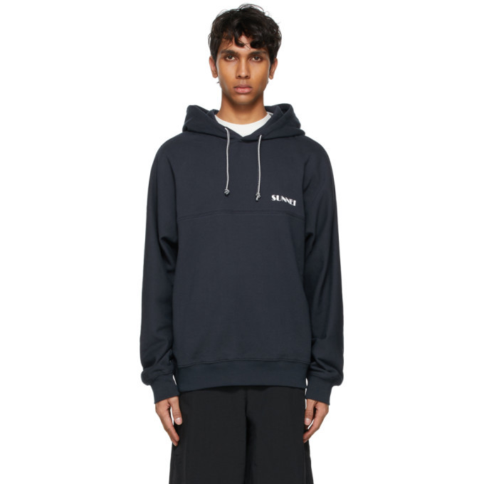 Sunnei Navy Logo Hoodie Sunnei