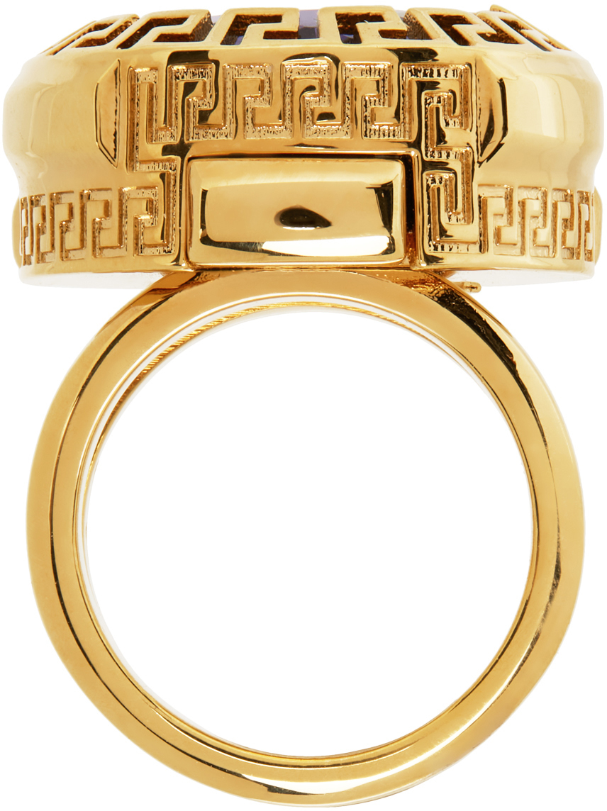 Versace Gold & Purple Crystal Ring Versace