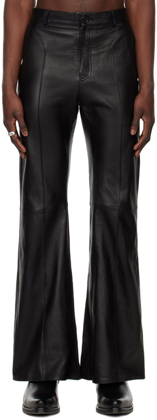 LU'U DAN SSENSE Exclusive Black Pinched Seams Leather Pants LU'U DAN